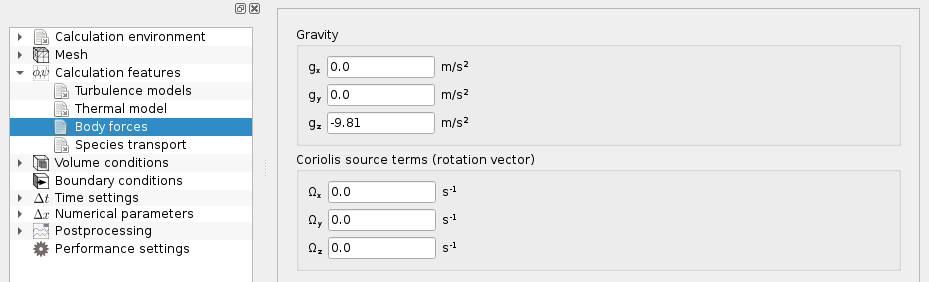 code_saturne: Setup of the main parameters