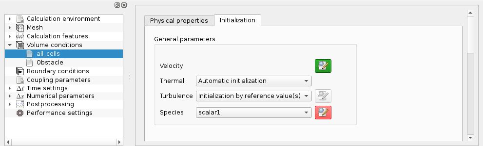 code_saturne: Setup of the main parameters